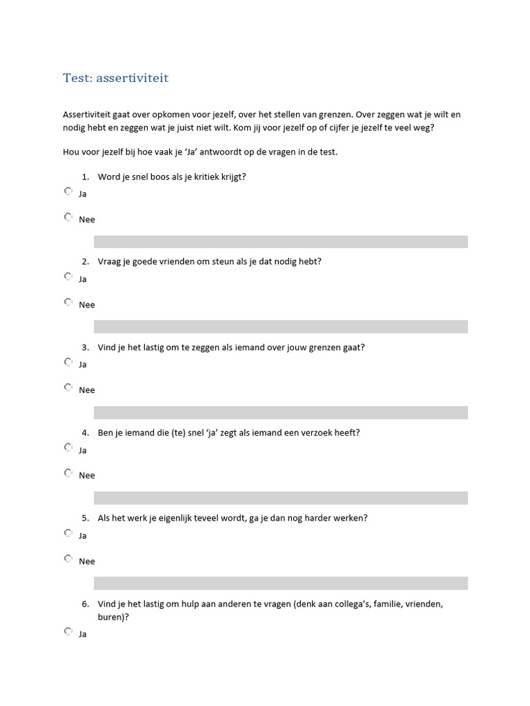 Stresstest Assertiviteit | PDF