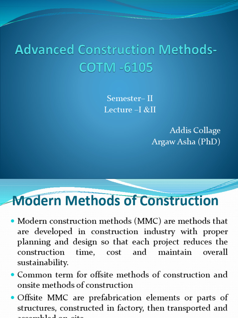 Modern Method of Construcion Lect | PDF | Deep Foundation | Precast ...