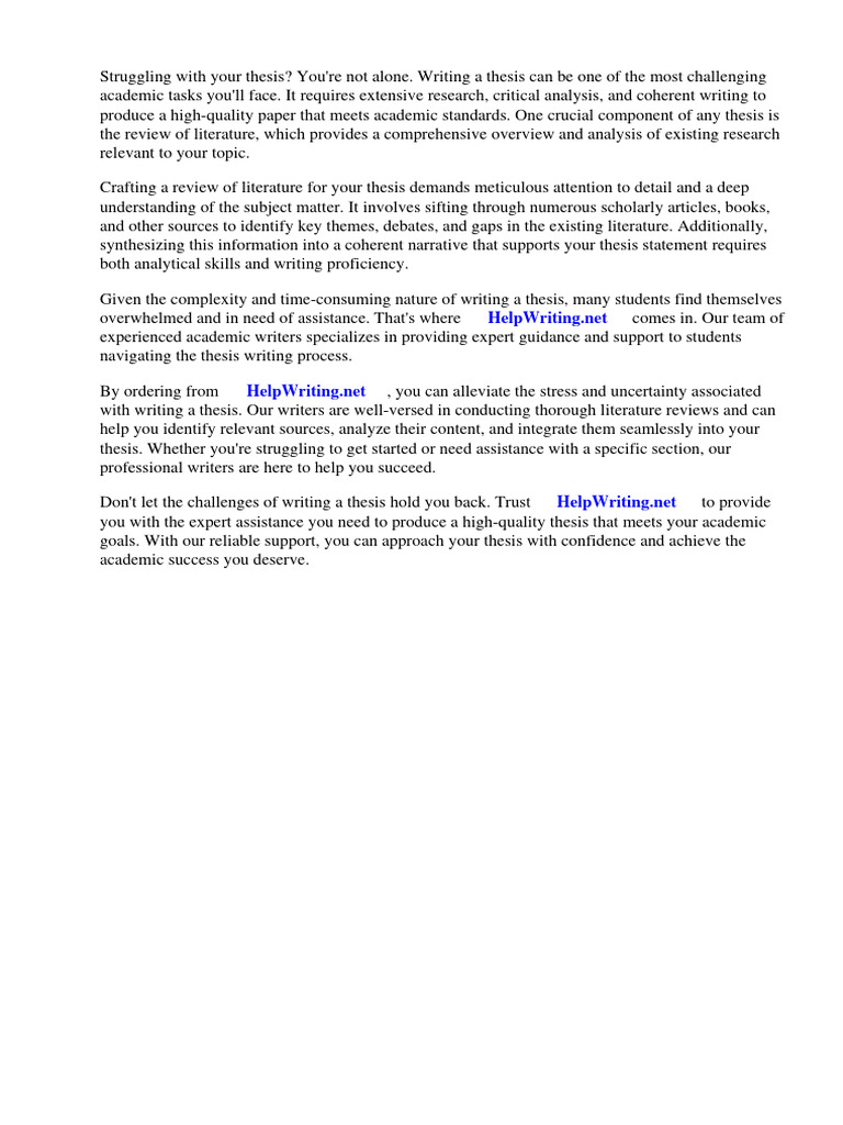 Review of Literature Sample Thesis | PDF | Thesis | Essays