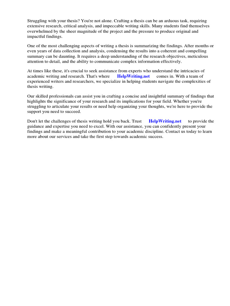 Sample Thesis Summary of Findings | Download Free PDF | Thesis | Memorandum