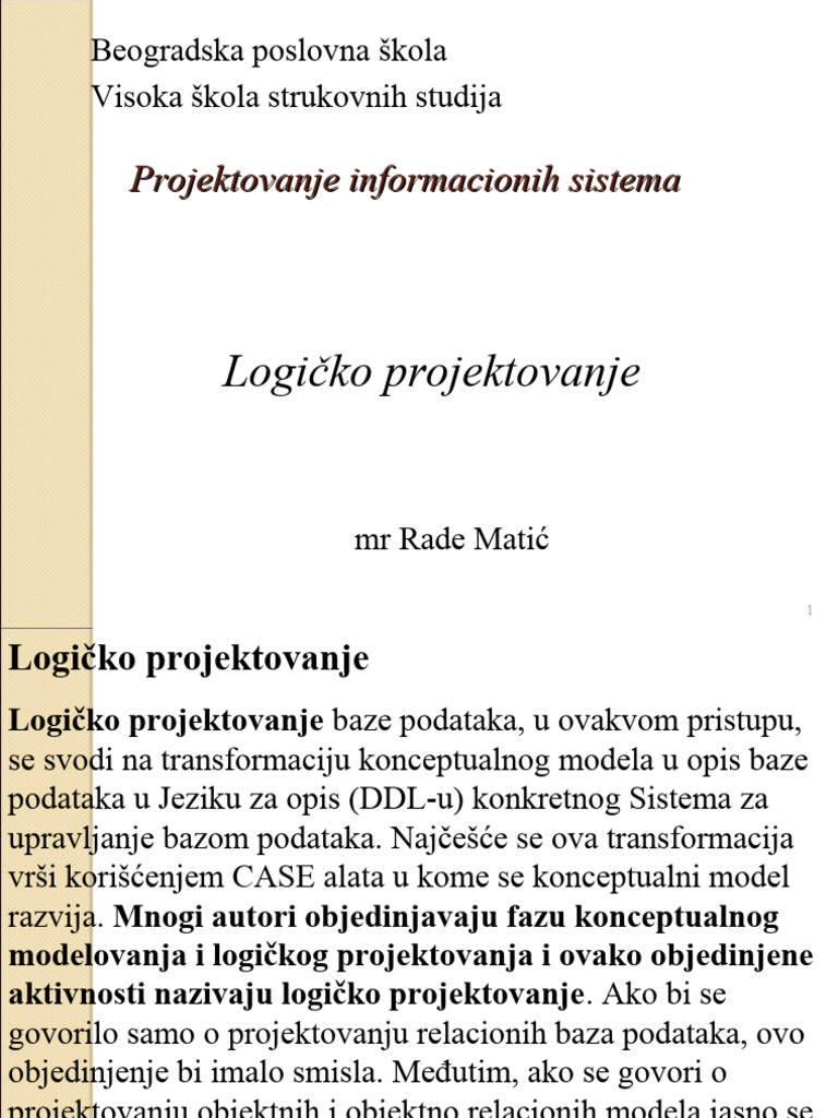 Vezbe 1 Transformacija Mov A U Relacioni Model | PDF