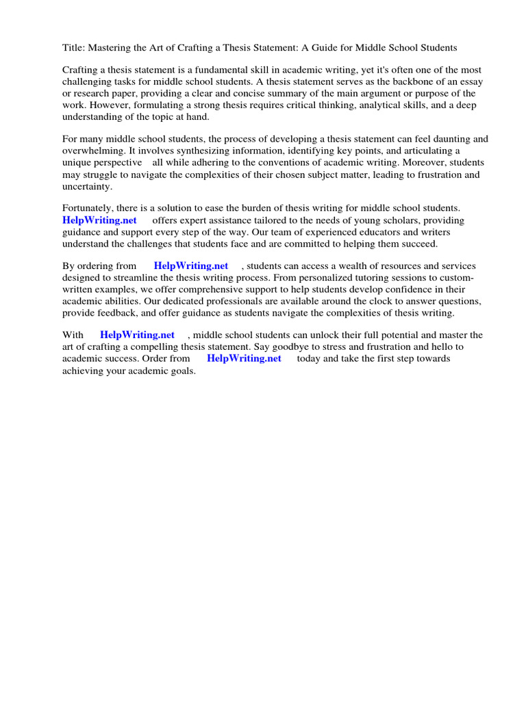 Developing A Thesis Statement Middle School | PDF | Essays | Thesis