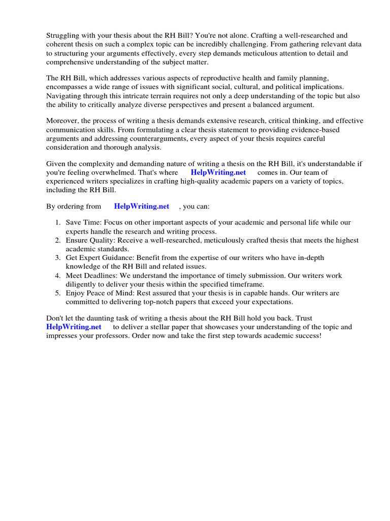 Thesis About RH Bill | PDF | Expert | Thesis