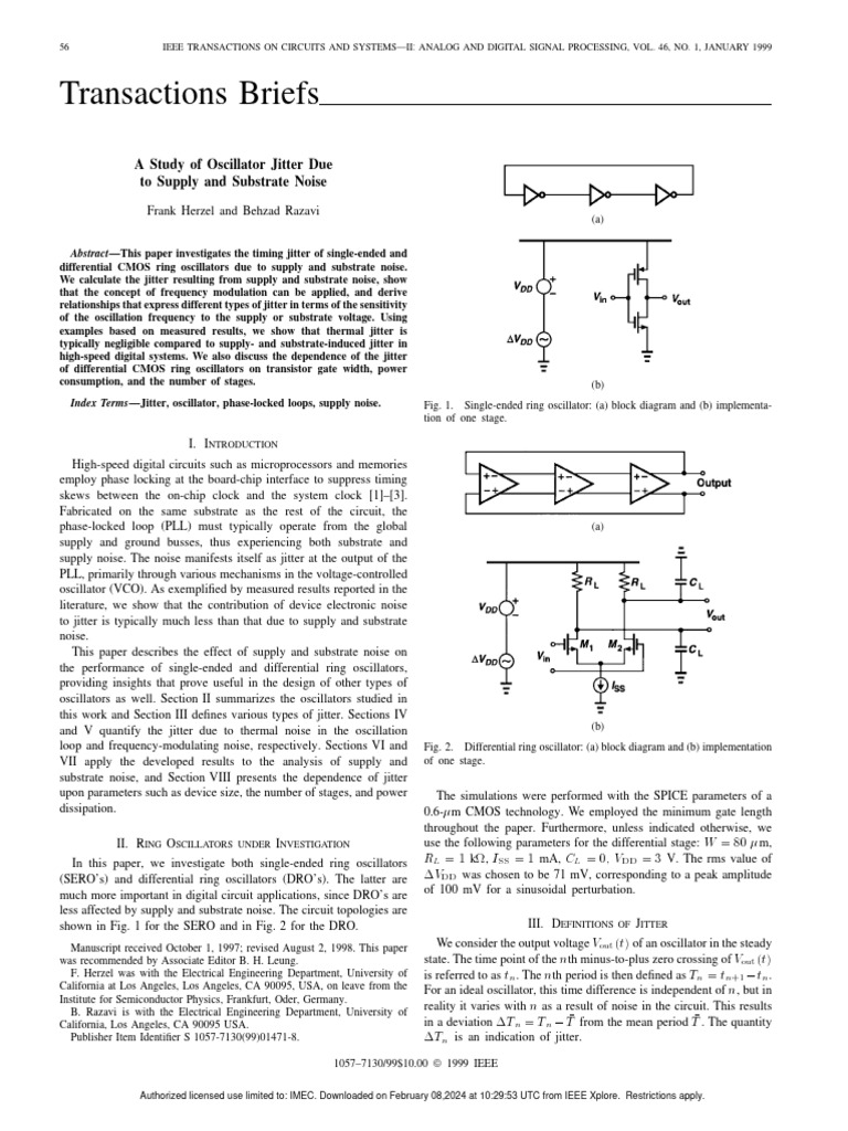 Oscillator Jitter from Supply and Substrate Noise | PDF | Electronic Oscillator | Computer ...