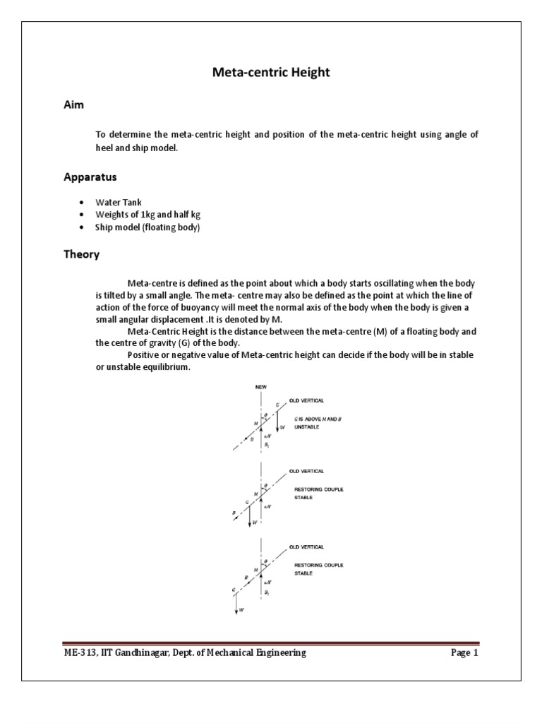 Metacentric Height | PDF | Physical Sciences | Force