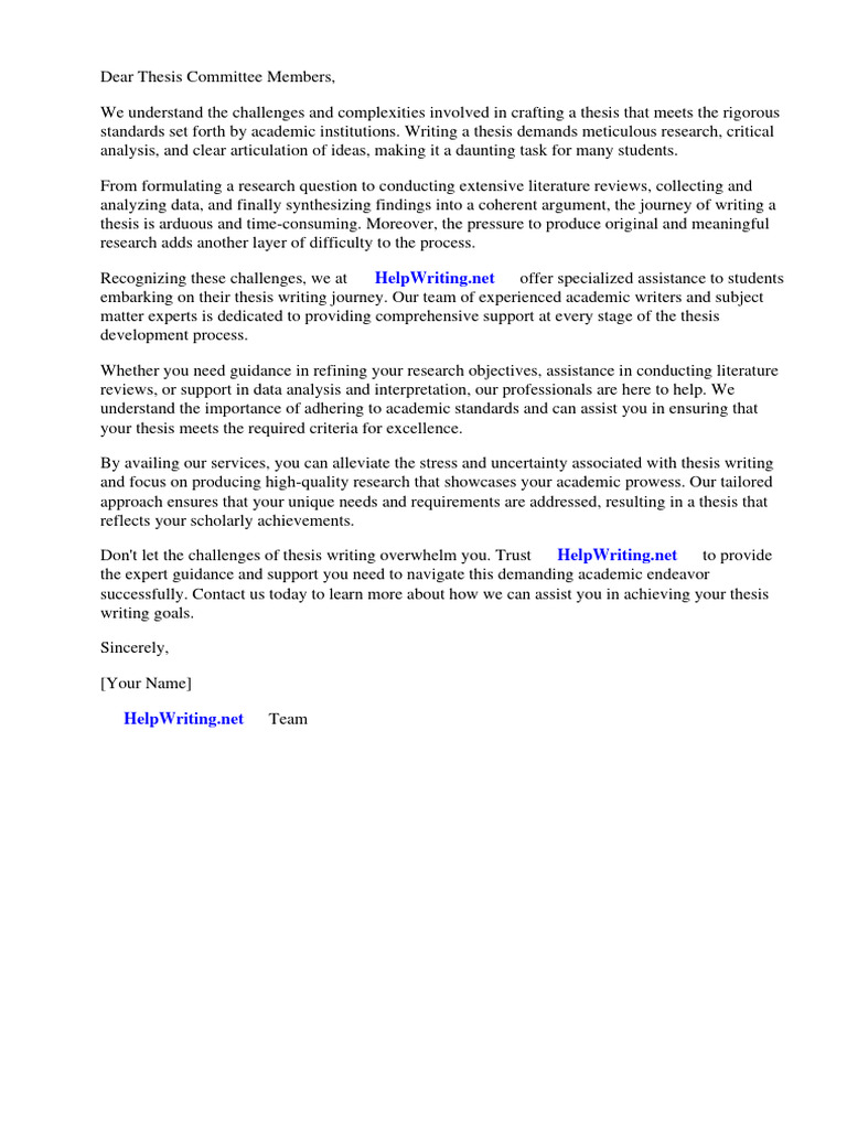 Letter To Thesis Committee Members | Download Free PDF | Committee | Thesis