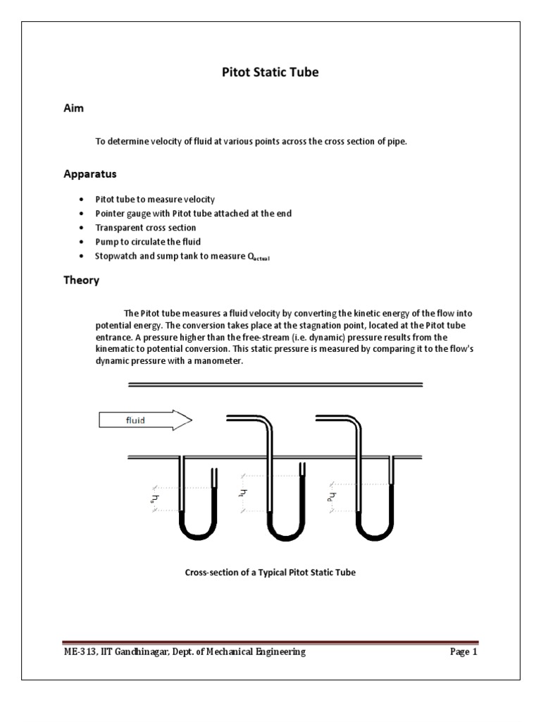 Pitot Static Tube | PDF | Pressure Measurement | Pressure