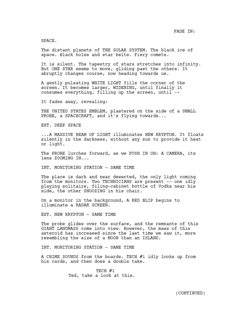 Superman Returns Sequel Script | PDF