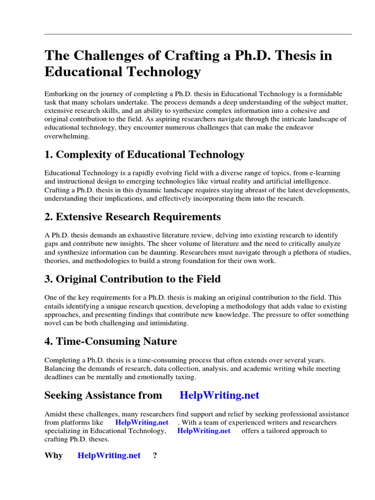 PHD Thesis Educational Technology | PDF | Thesis | Educational Technology