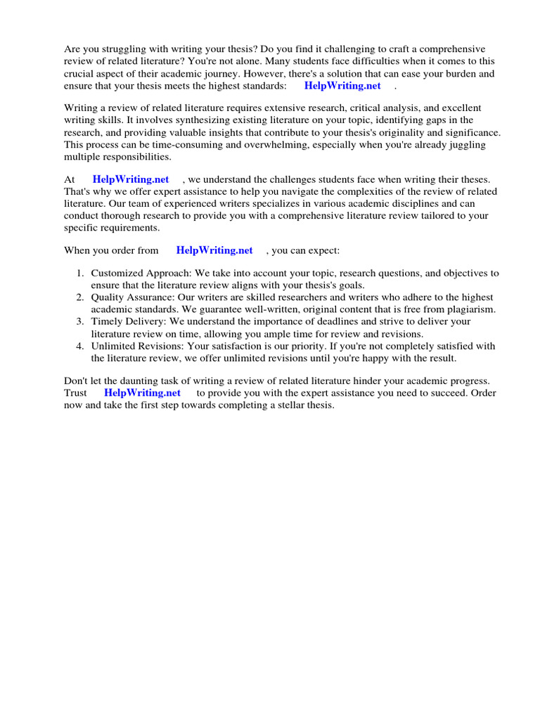 How To Write A Review of Related Literature For Thesis | PDF | Essays ...