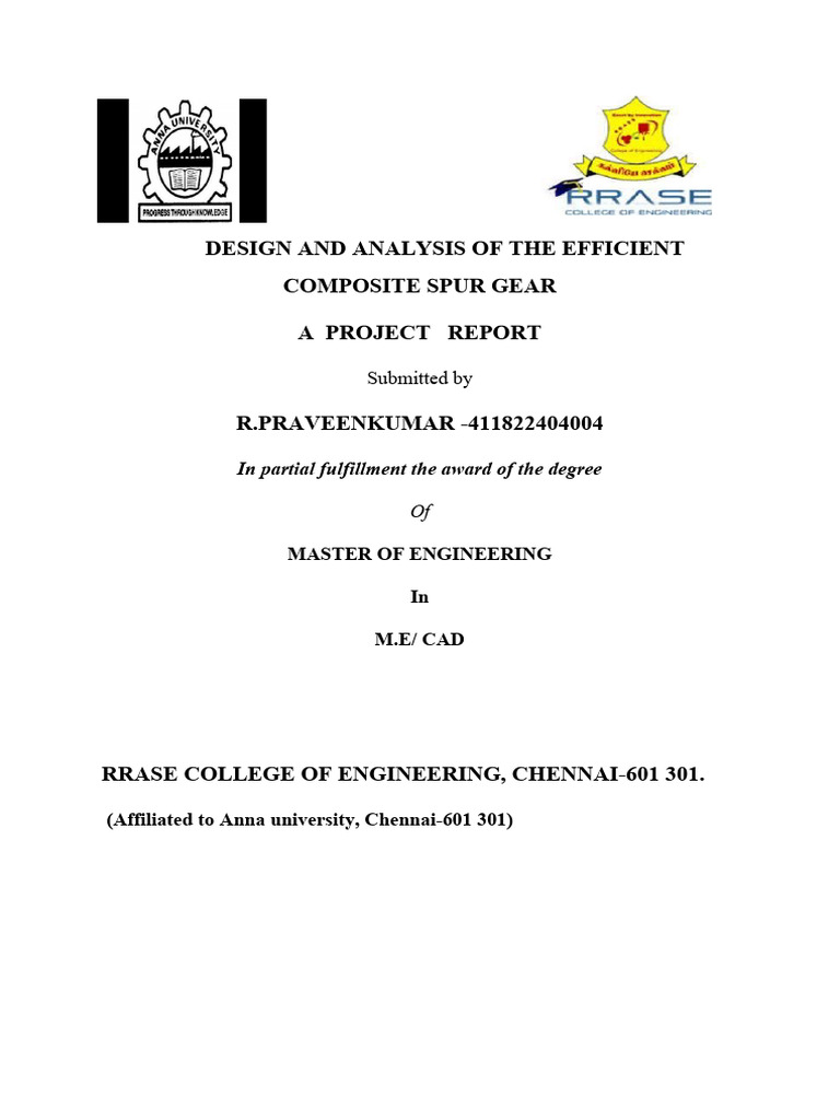 Design and Fabrication of The Efficient Composite Spur Gear | PDF ...