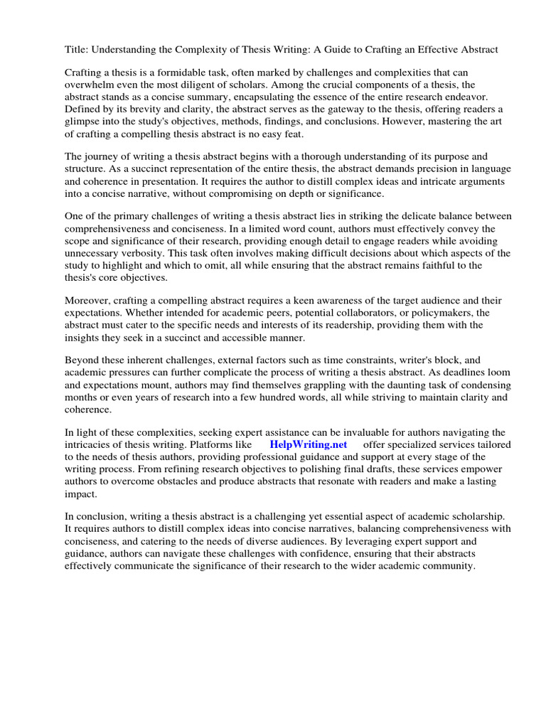 Thesis Abstract Definition | PDF | Thesis | Abstract (Summary)