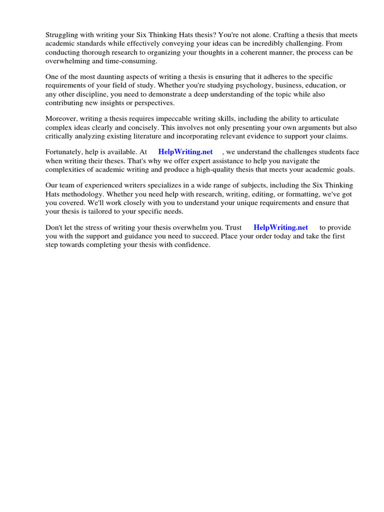 Six Thinking Hats Thesis | PDF | Thought | Creativity