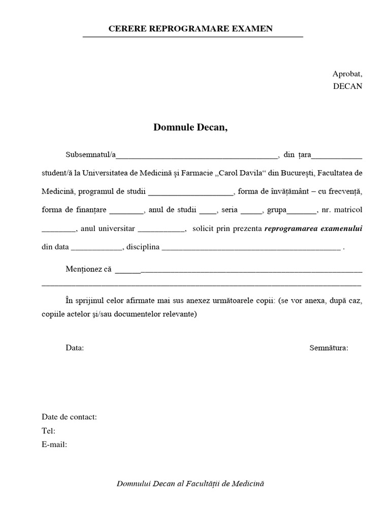 F08 Cerere Reprogramare Examen | PDF