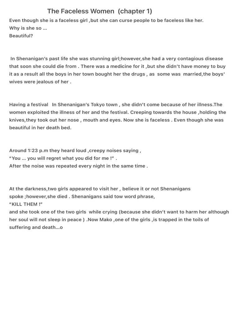 The Faceless Women (Chapter 1) | PDF