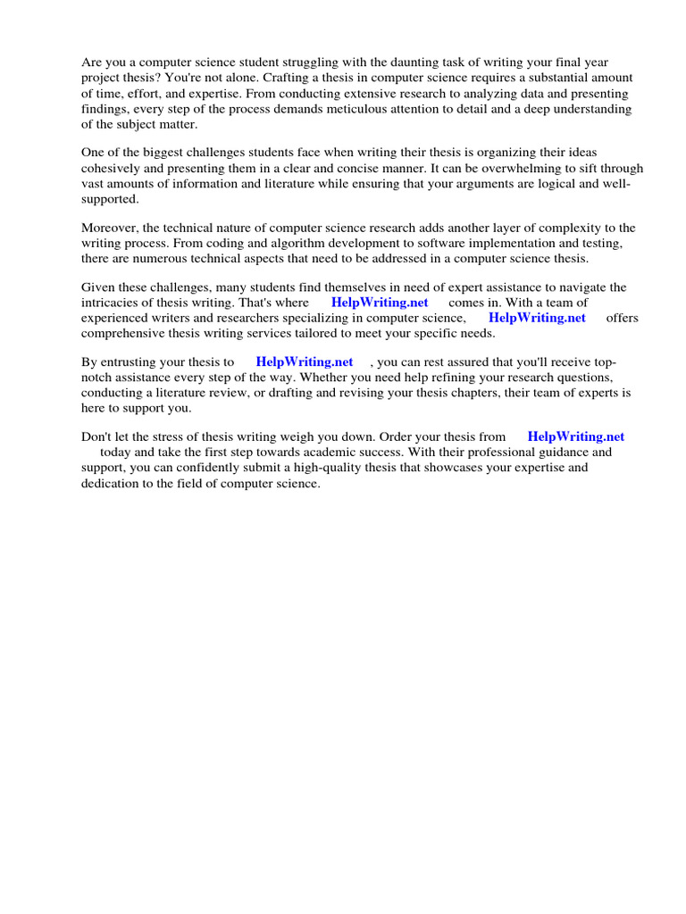 Final Year Project Thesis Computer Science | Download Free PDF ...