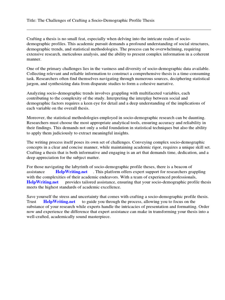 Socio Demographic Profile Thesis | PDF | Survey Methodology | Demography