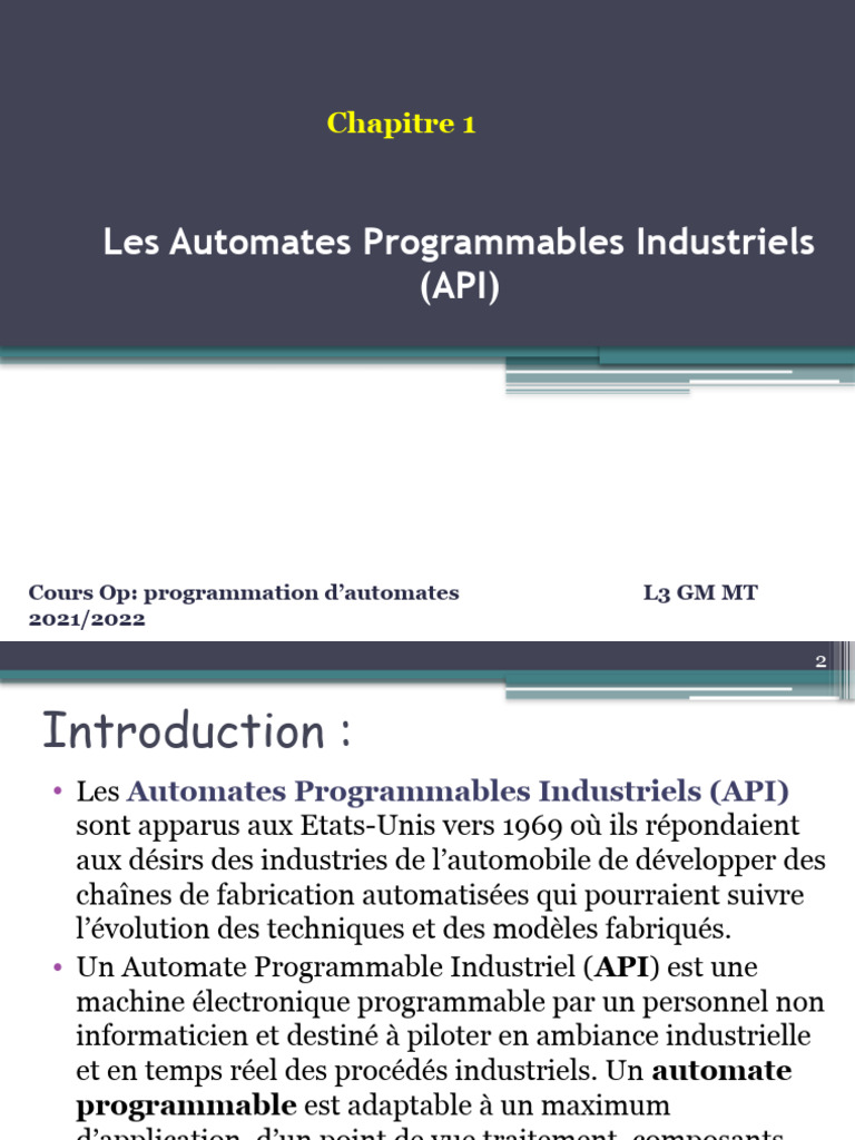 Les Automates Programmables Industriels (API) - l3 - MT - 2021 | PDF ...
