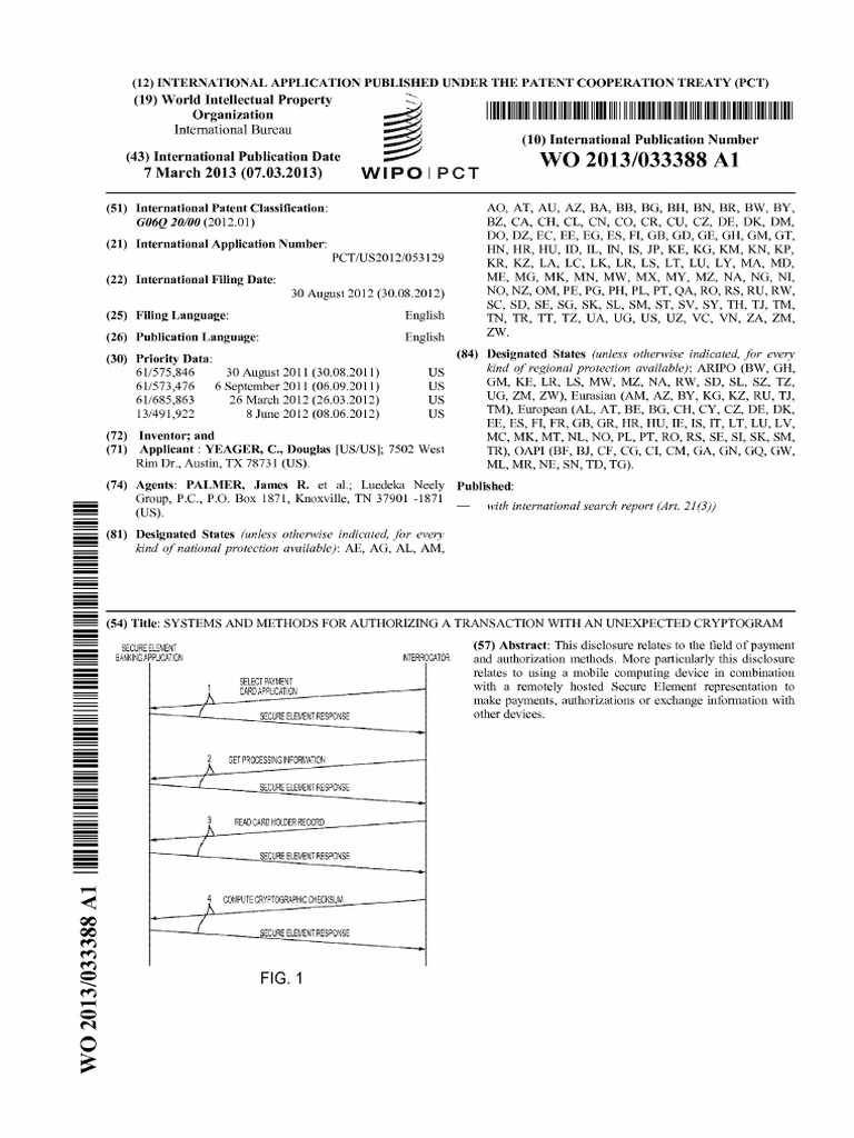 Systems and Methods For Authorizing A Transaction With An Unexpected Cryptogram | PDF | Point Of ...