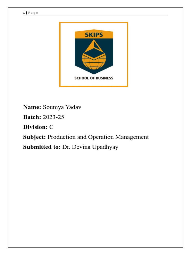 Production and Operation Management Project | PDF | Inventory | Lean ...