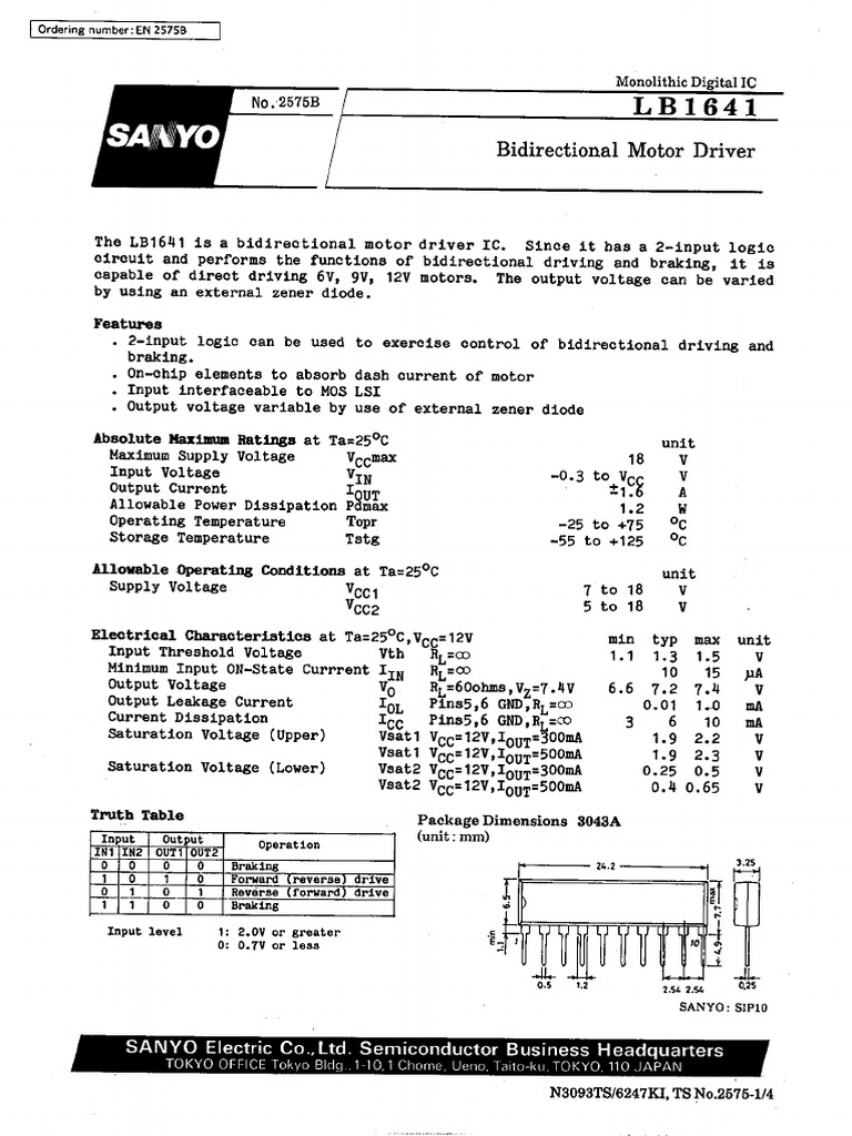 Datasheet lb1641 | PDF