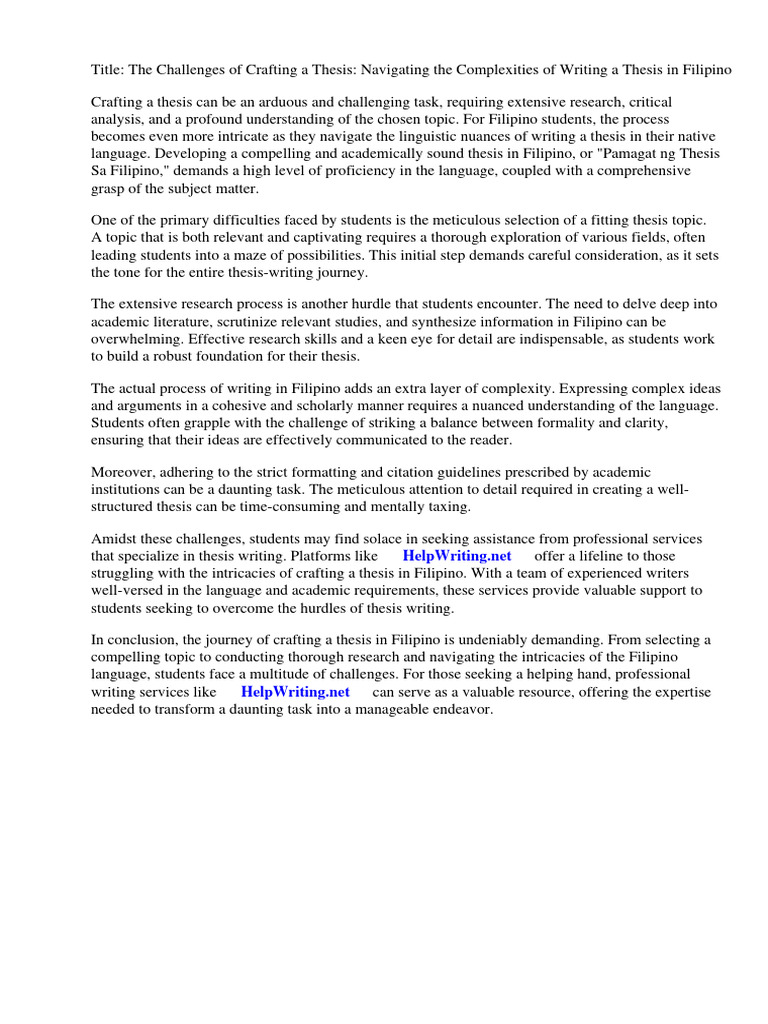 Pamagat NG Thesis Sa Filipino | PDF | Tagalog Language | Human ...