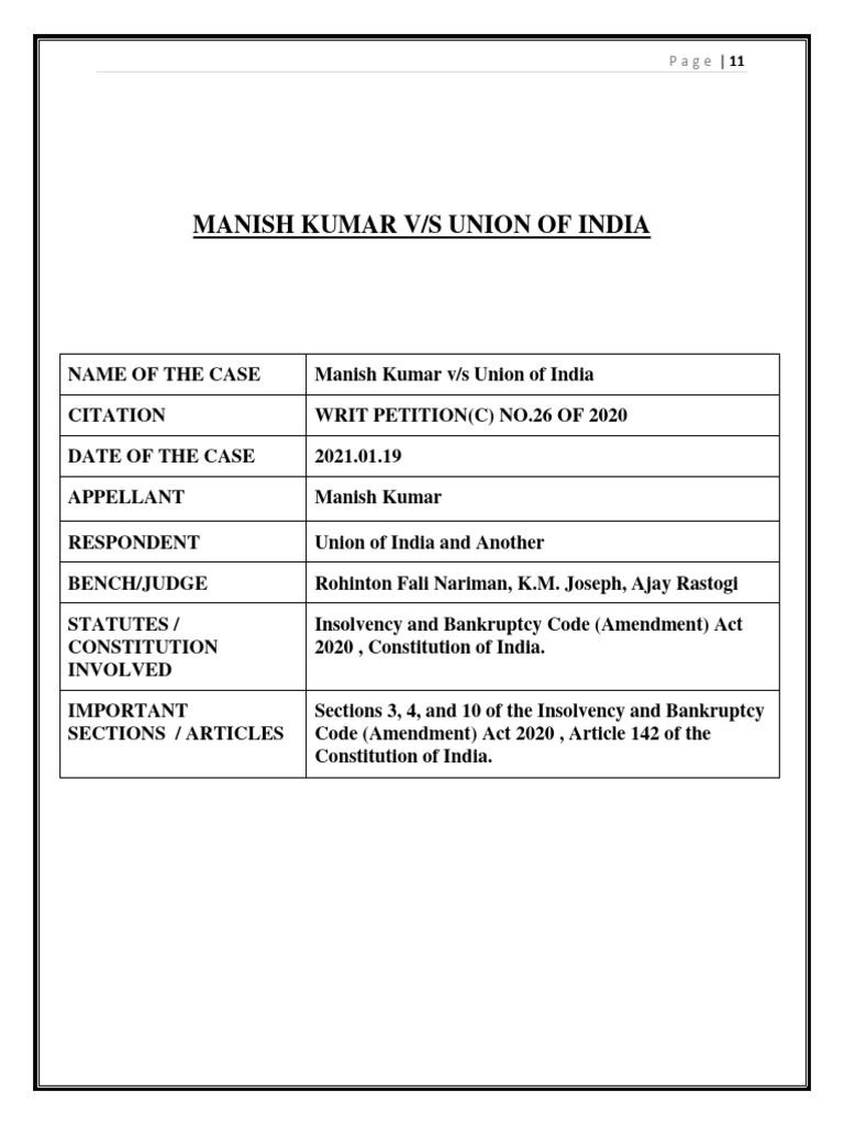Ibc Manish Kumar | PDF | Law