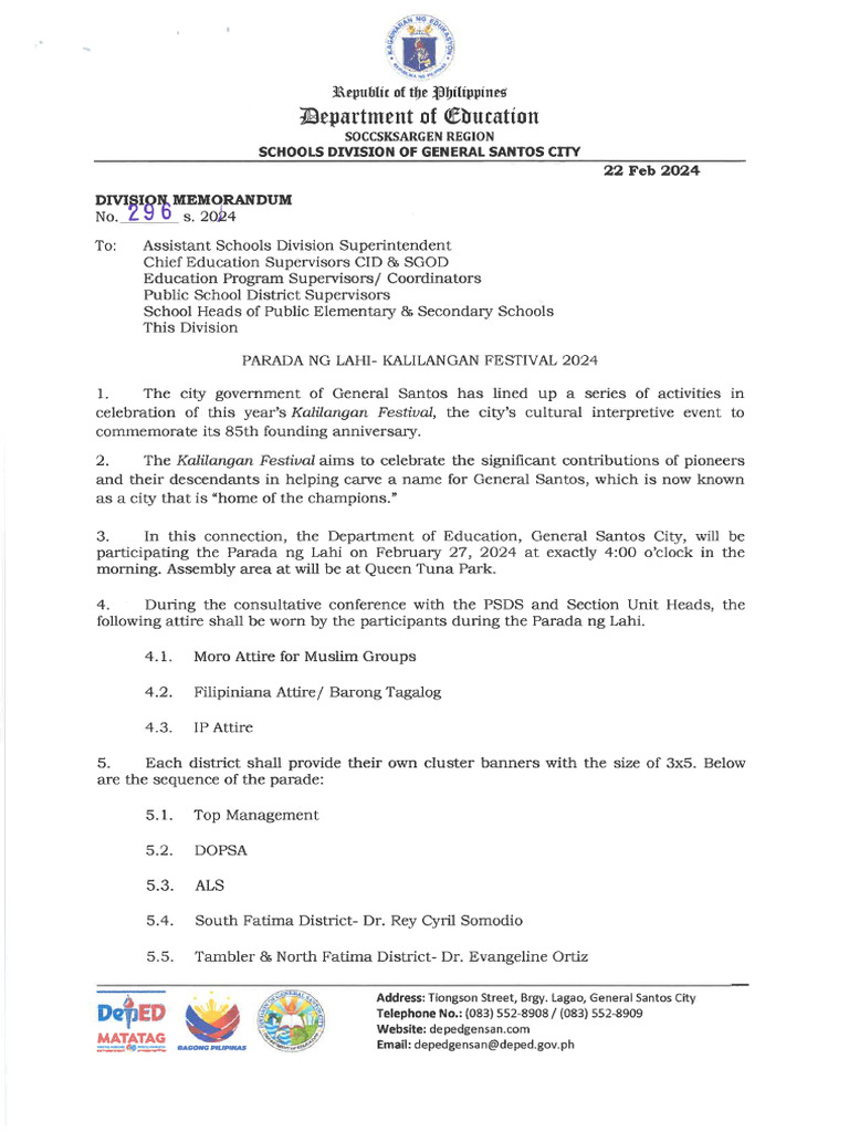 Division Memo Parada NG Lahi 2024 | PDF