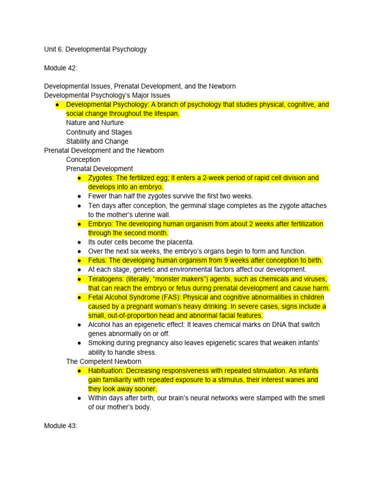 Unit 6 - Developmental Psychology | PDF | Attachment Theory | Sexual Orientation