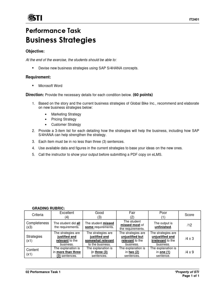 02 Performance Task 1 | PDF | Business Economics | Marketing