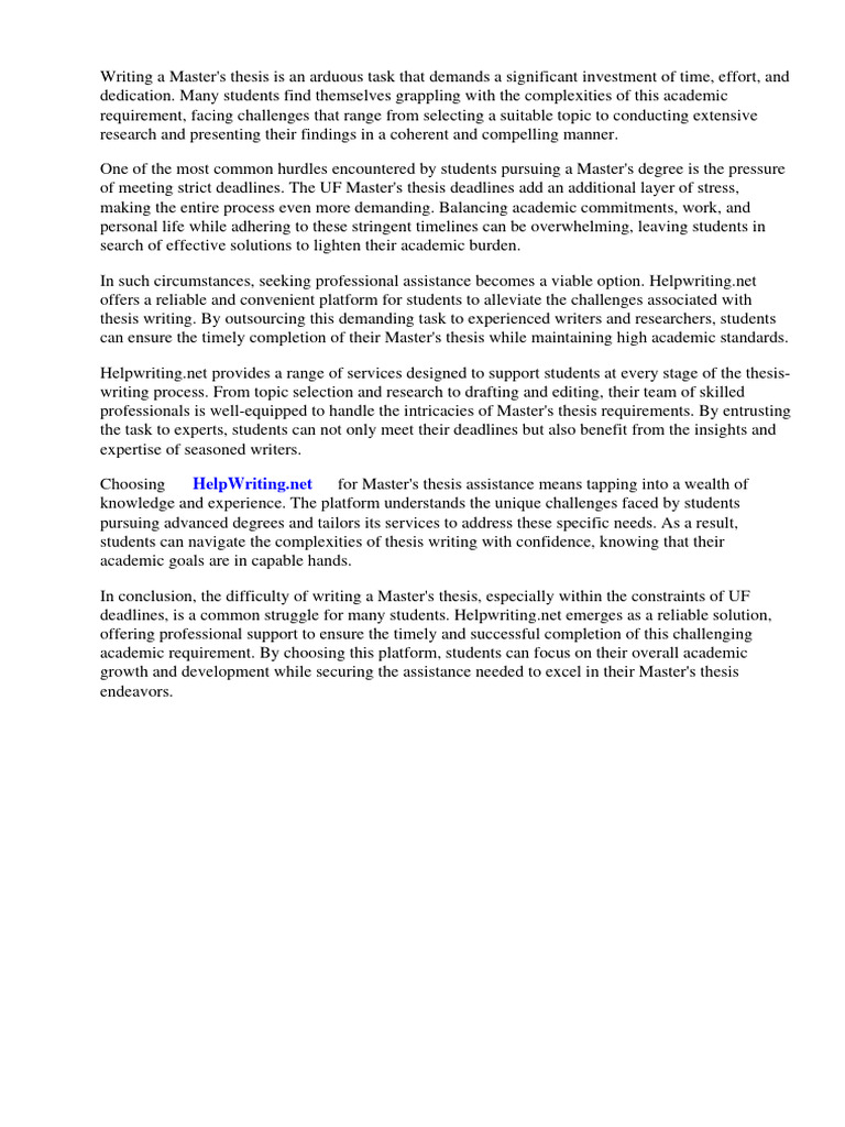 Uf Masters Thesis Deadlines | PDF | Thesis | Doctor Of Philosophy