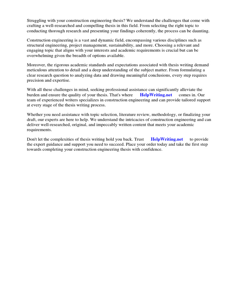 Construction Engineering Thesis Topics | PDF | Thesis | Engineering