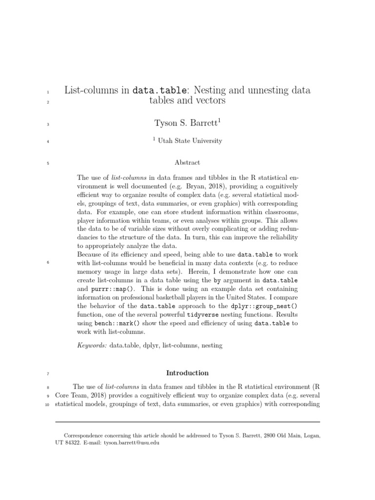 Data - Table: Nesting and Unnesting Data | PDF | Data | Information Data - Table: Nesting and Unnesting Data | PDF | Data | Information