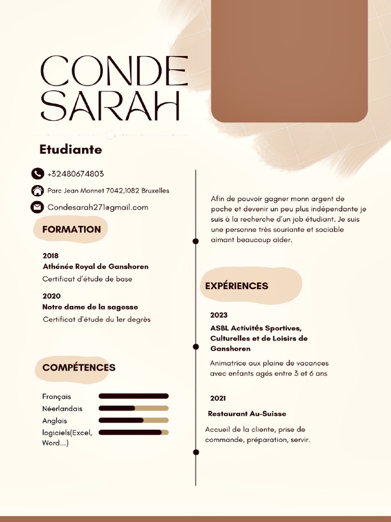CV - Sarah | PDF