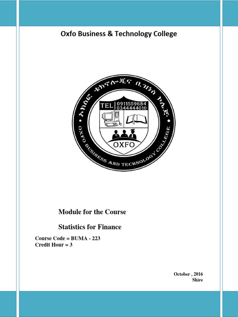 Statistics for Finance Overview | PDF | Histogram | Probability ...