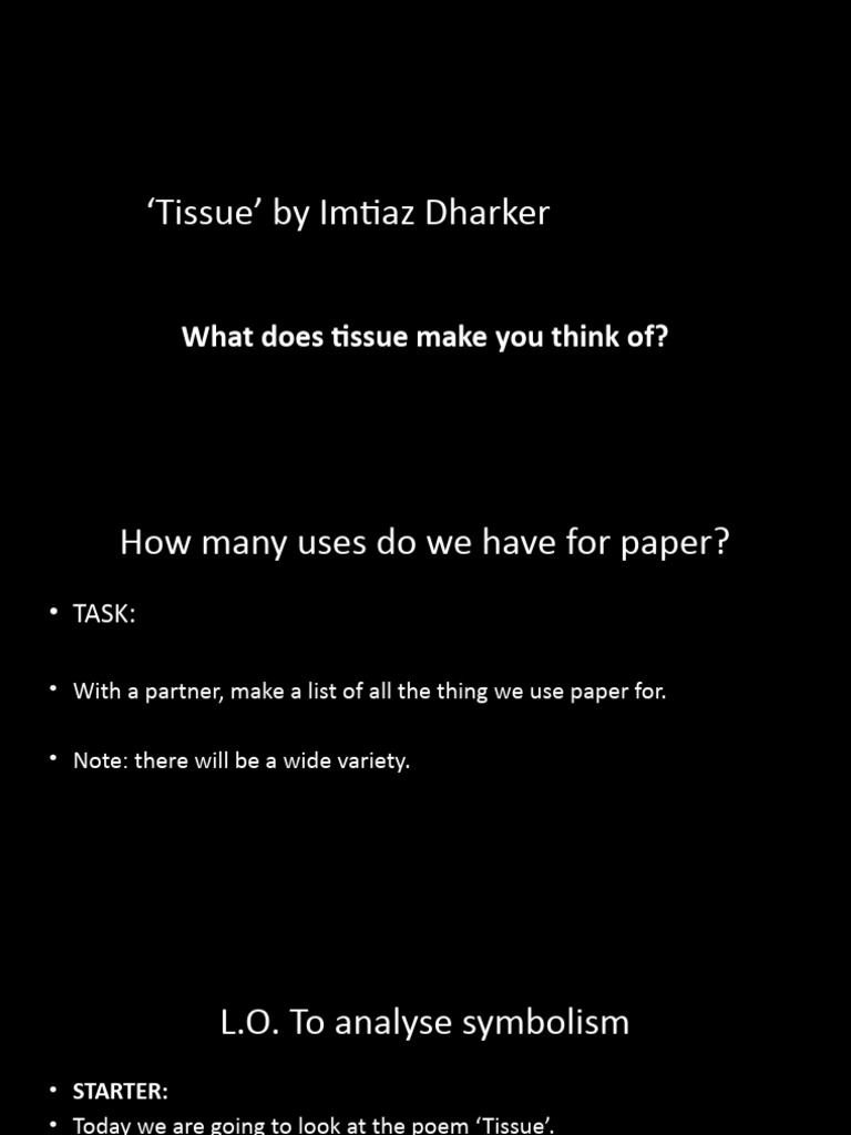 "Symbolism in 'Tissue' by Imtiaz Dharker" | PDF | Poetry