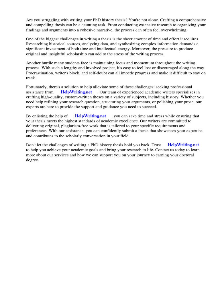 How To Write A PHD History Thesis | PDF