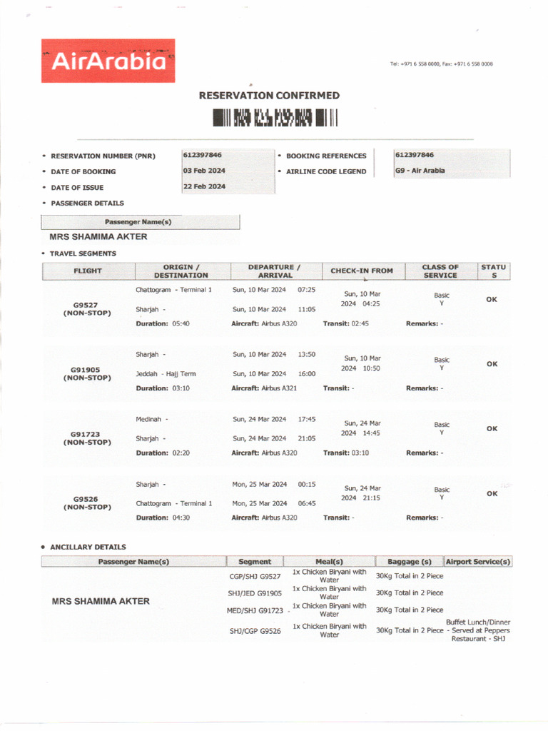 Air Arabia Format | PDF