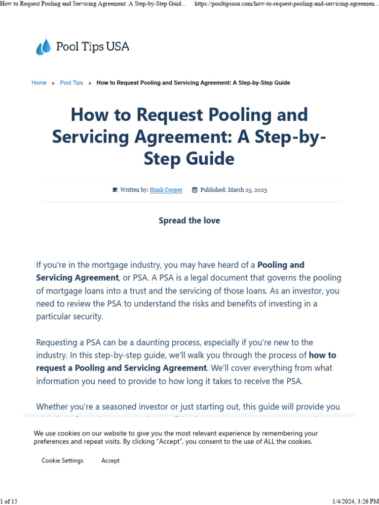 How To Request Pooling and Servicing Agreement A Step-By-Step Guide ...