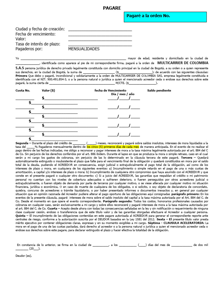 Modelo Pagare | Descargar gratis PDF | Deuda | Responsabilidad ...