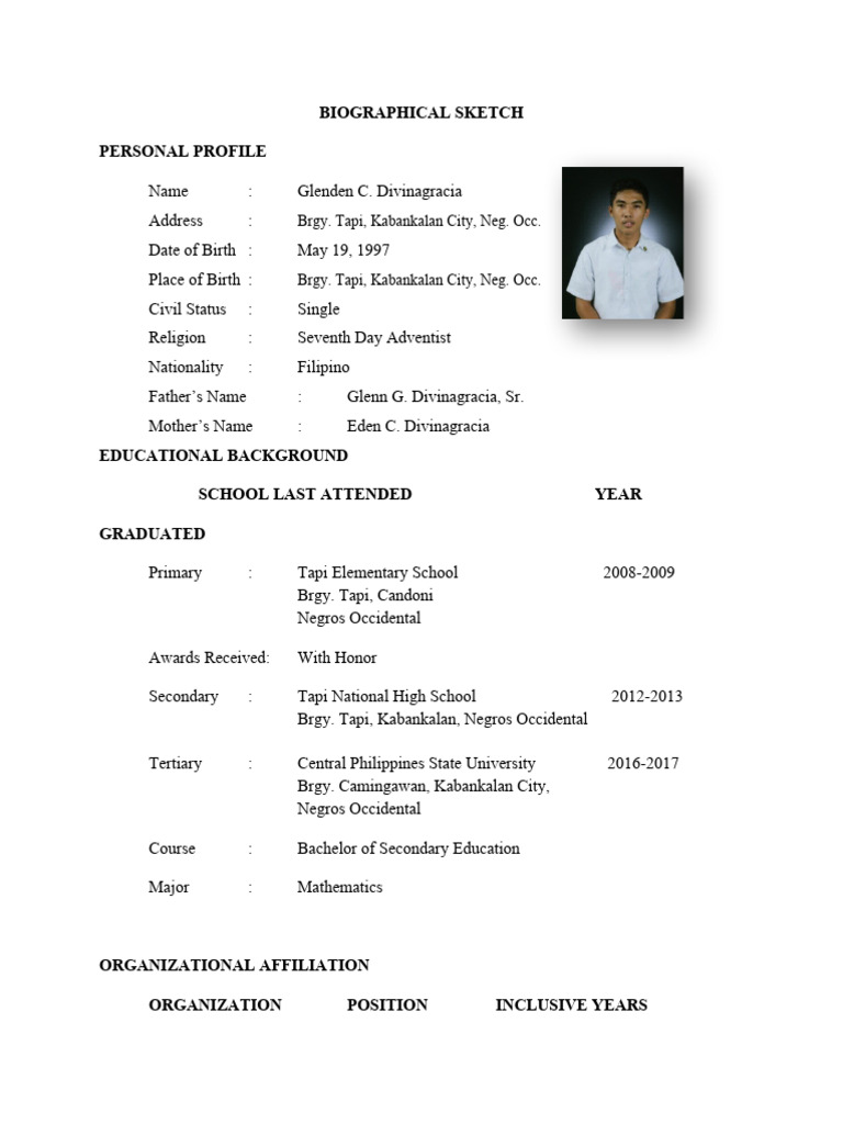 Biographical Sketch Pdf
