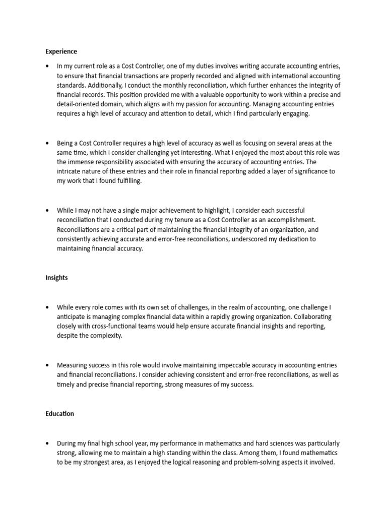 Written Interview | Download Free PDF | Accuracy And Precision | Accounting