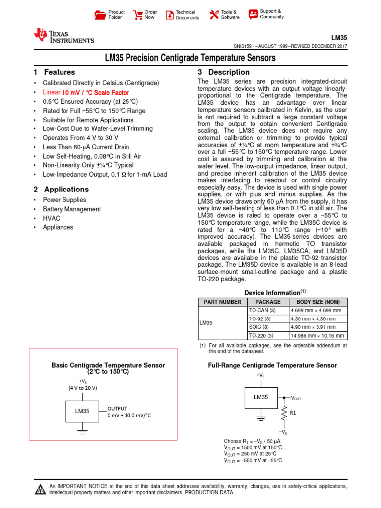 LM 35 | PDF | Electrostatic Discharge | Celsius