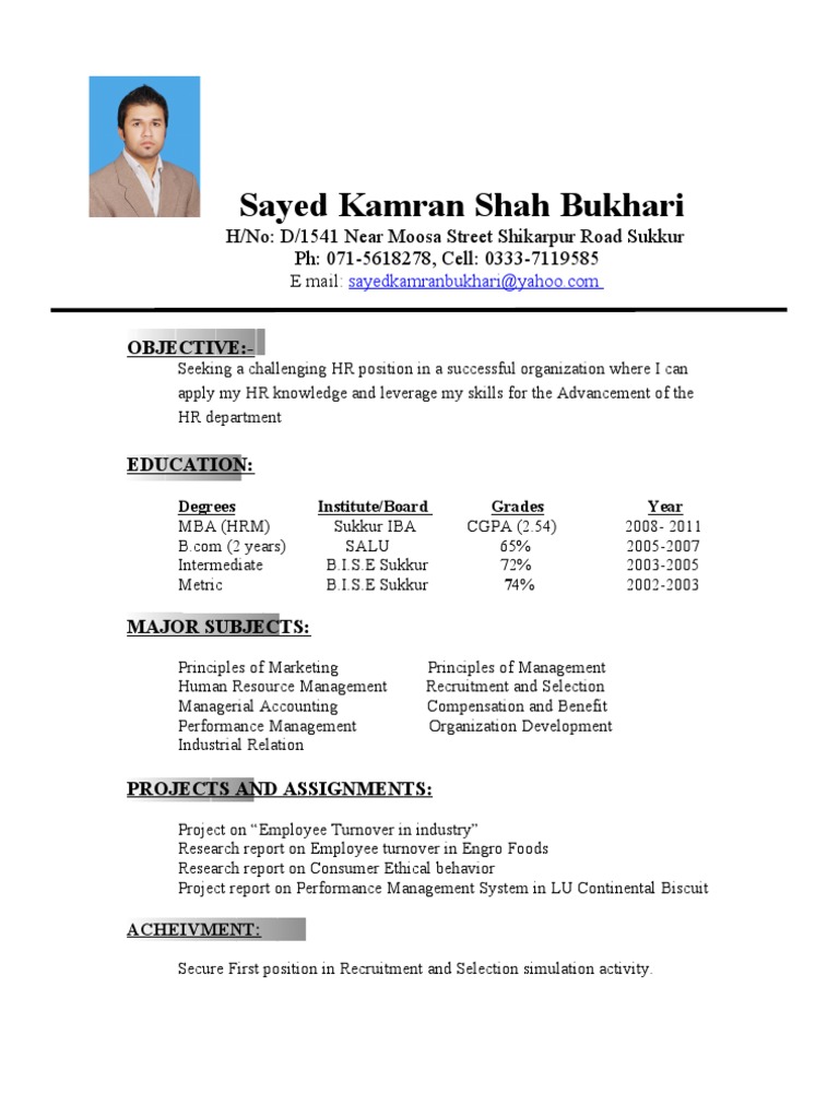HR Professional Resume of Sayed Kamran | PDF | Career & Growth