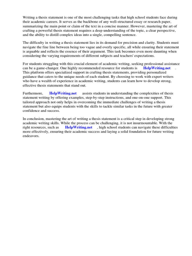 Thesis Statement Lesson Plans High School | Download Free PDF | Essays ...