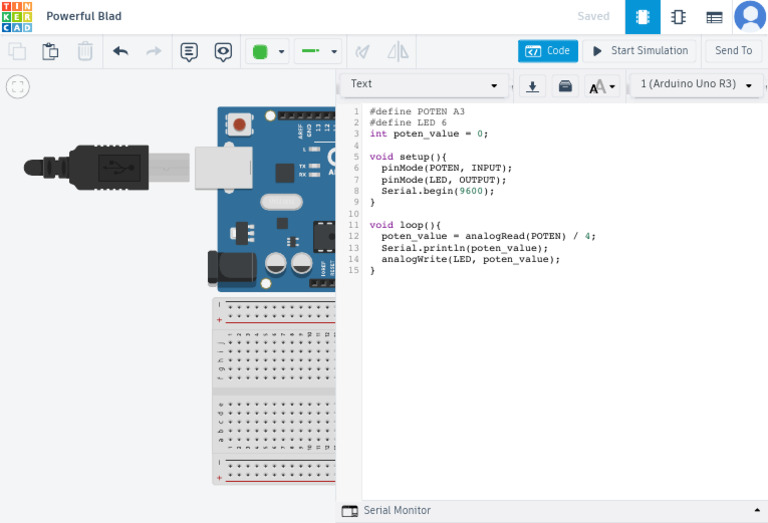 Potentiometer Circuit in Tinkercad | PDF | Arduino | Computing