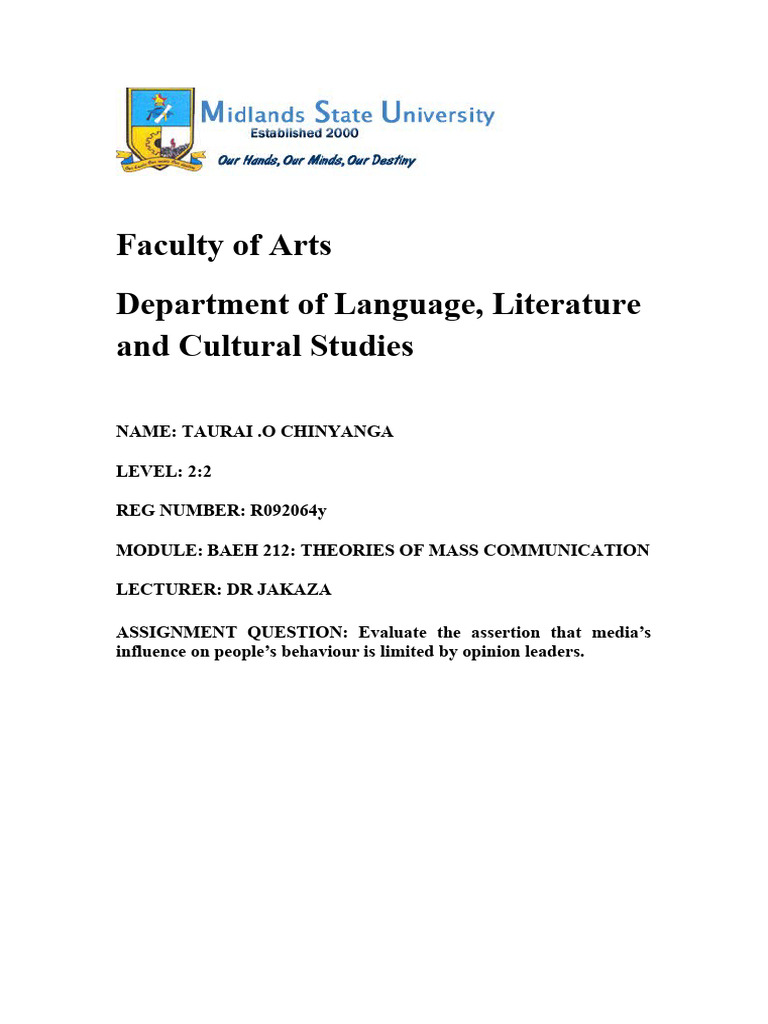 Assgn 2 Theories of Mass Comm | PDF