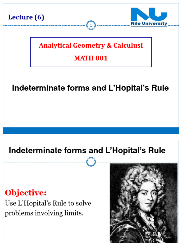 Lec 6 Lhospital | PDF | Mathematical Objects | Mathematical Analysis