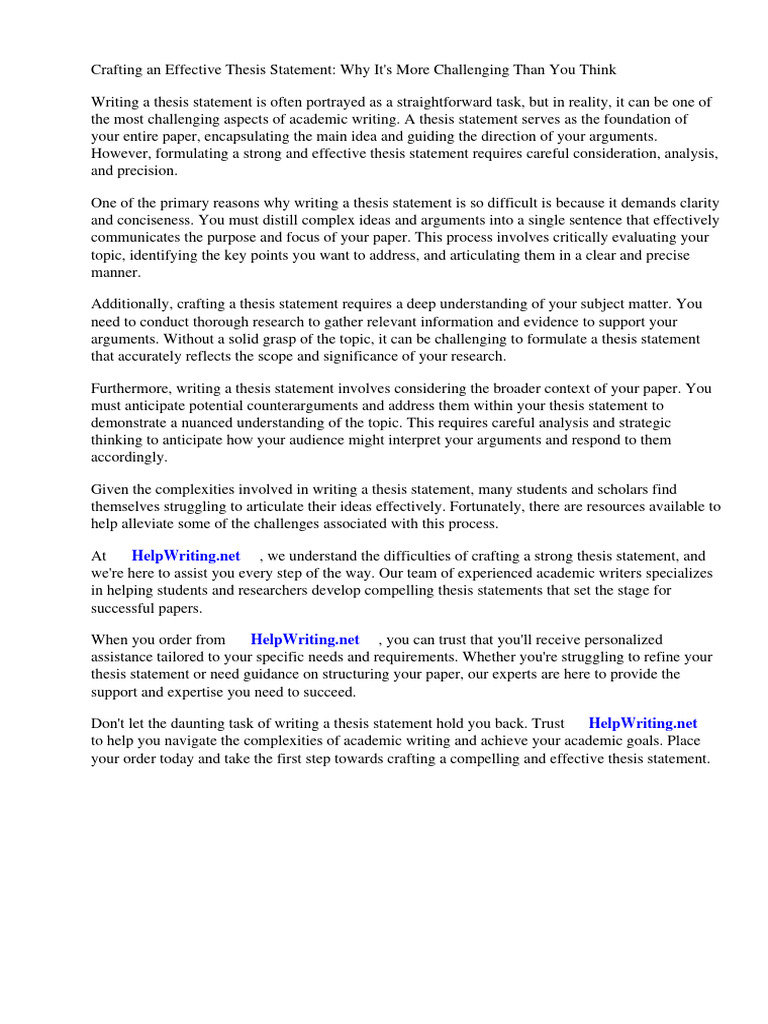 Writing A Effective Thesis Statement | PDF