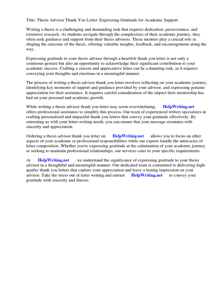 Thesis Advisor Thank You Letter | Download Free PDF | Thesis | Gratitude